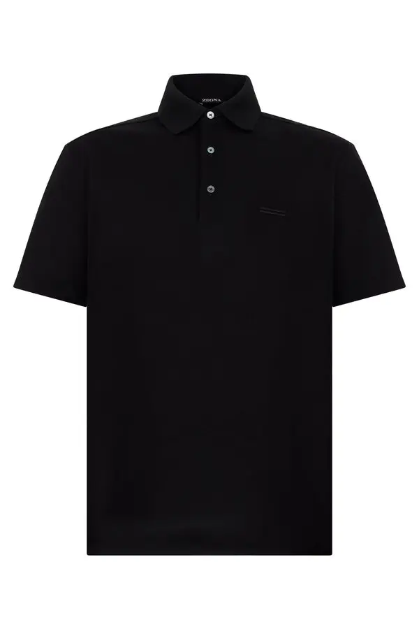 Zegna Premium Cotton Polo Shirt - Black