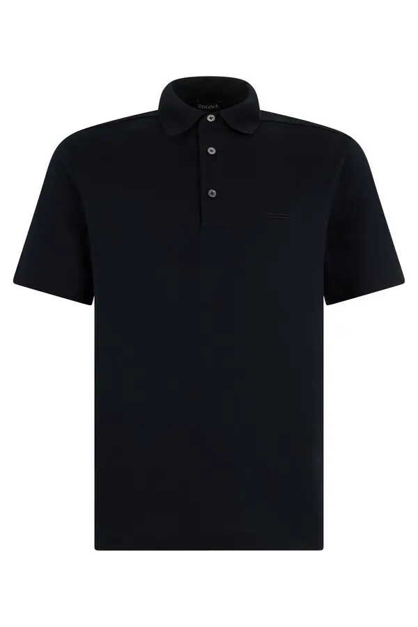 Zegna Cotton Polo With Short Sleeves - Black