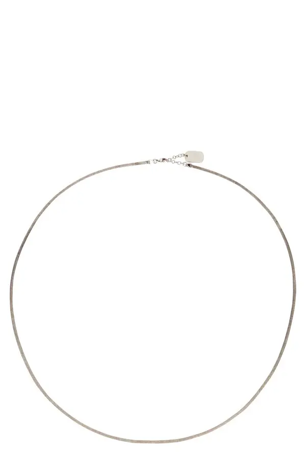 Saint Laurent Long Herringbone Chain Necklace - Silver