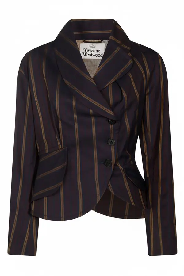 VIVIENNE WESTWOOD Elegant Striped Lightweight Jacket - Brown