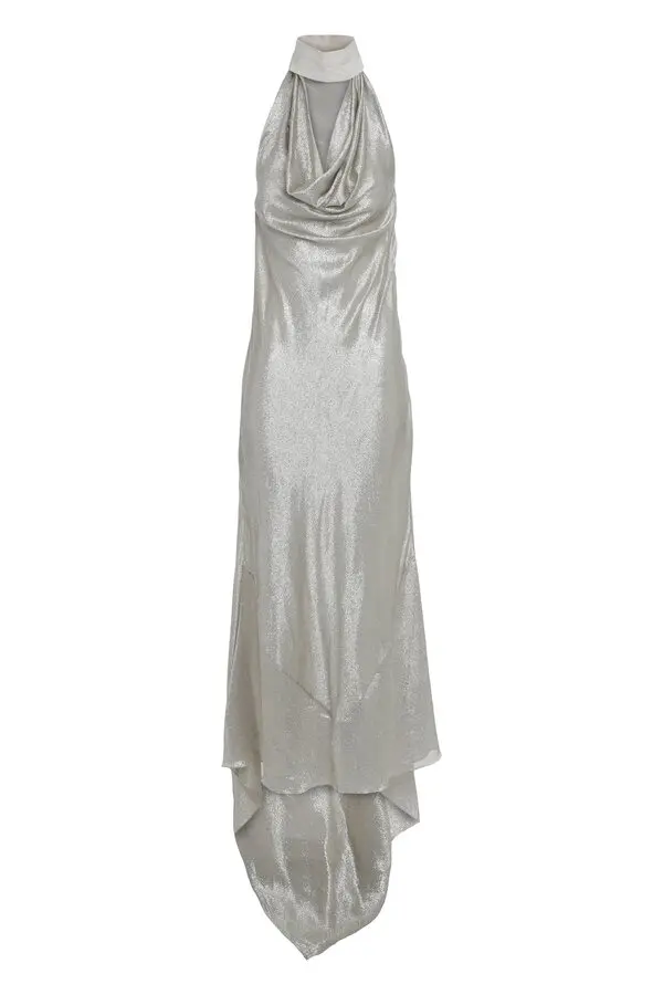 FROLOV Long Silk Dress - Silver