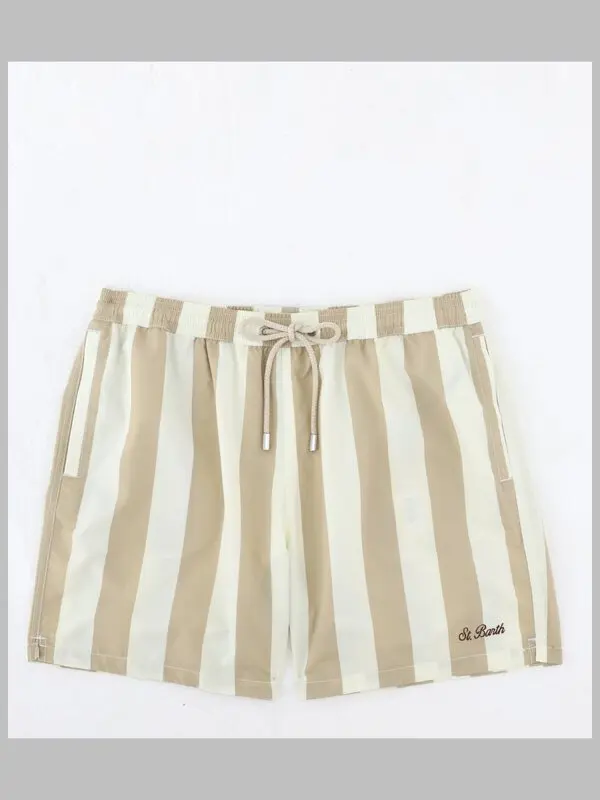 MC2 SAINT BARTH Striped Swim Trunks - Beige
