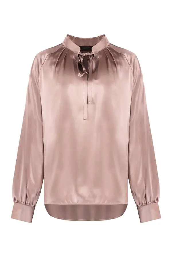 Max Mara Tamigi Silk Blouse With Bow - Pink