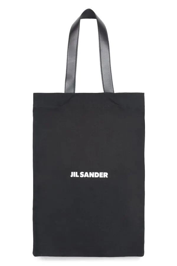 JIL SANDER Canvas Tote Bag With Contrast Trim - Black