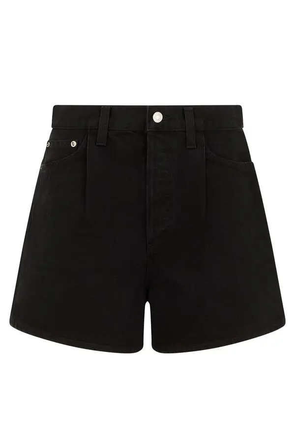 AGOLDE High Waisted Denim Shorts - Black