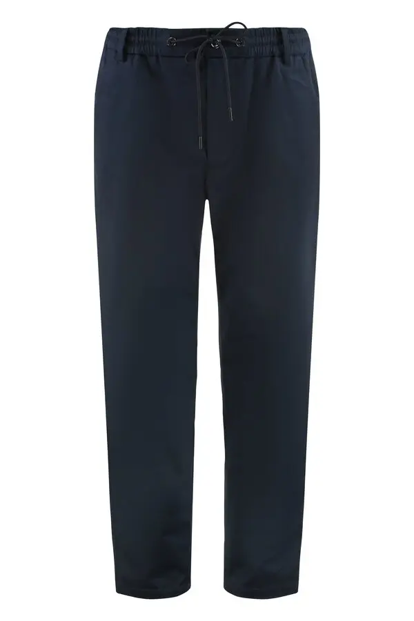 Moncler Cotton Gabardine Wide-leg Tailored Pants - Blue