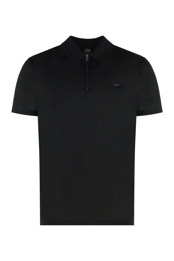 Paul & Shark Half Zip Polo With Side Slits Ss23 - Black