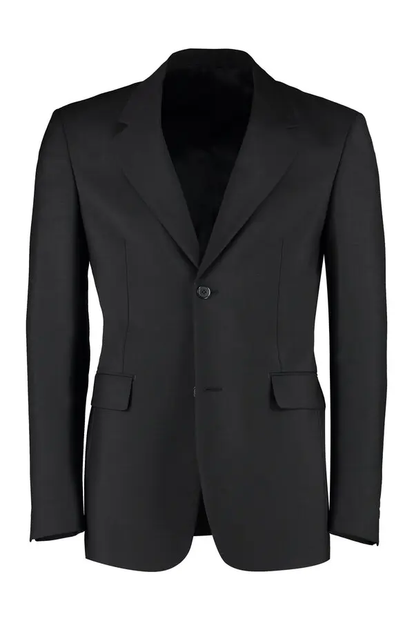 Prada Padded Shoulders Wool And Mohair Blazer - Black