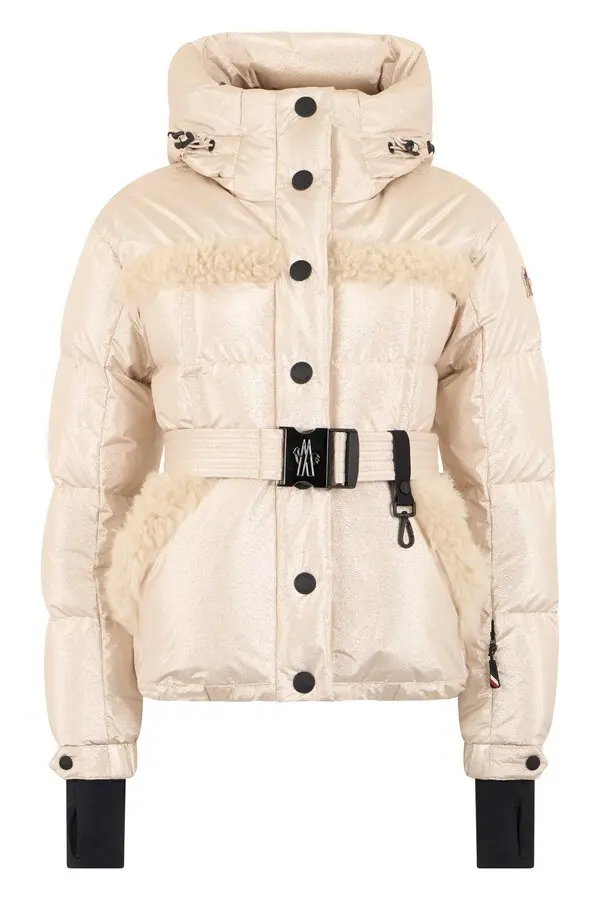 Moncler Mondim Metallic Shearling-trimmed Hooded Insulated Ski Jacket - Beige