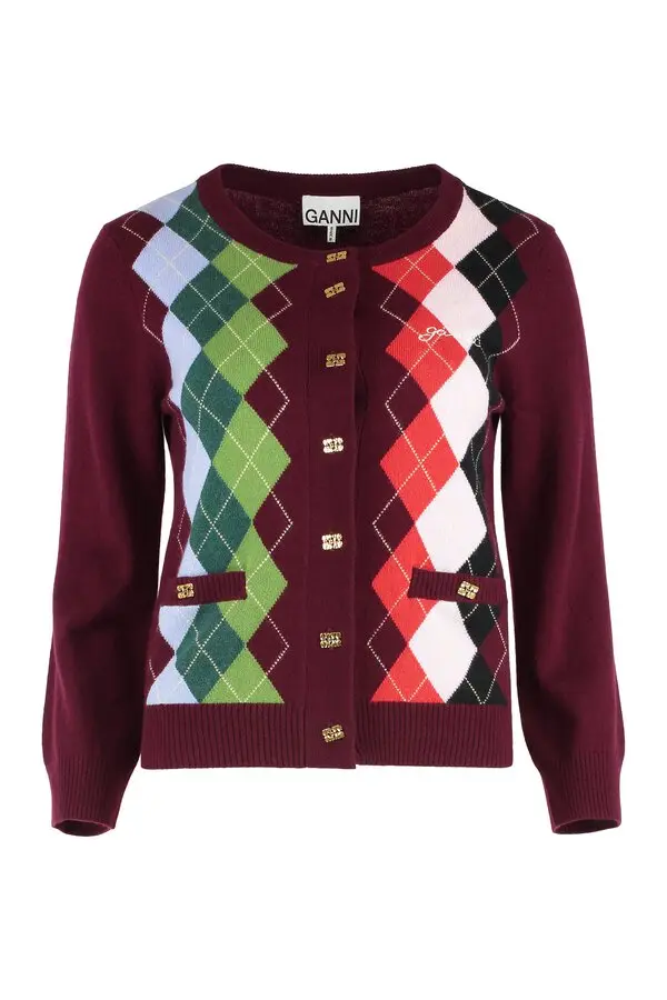 GANNI Check Cardigan - Multicolor