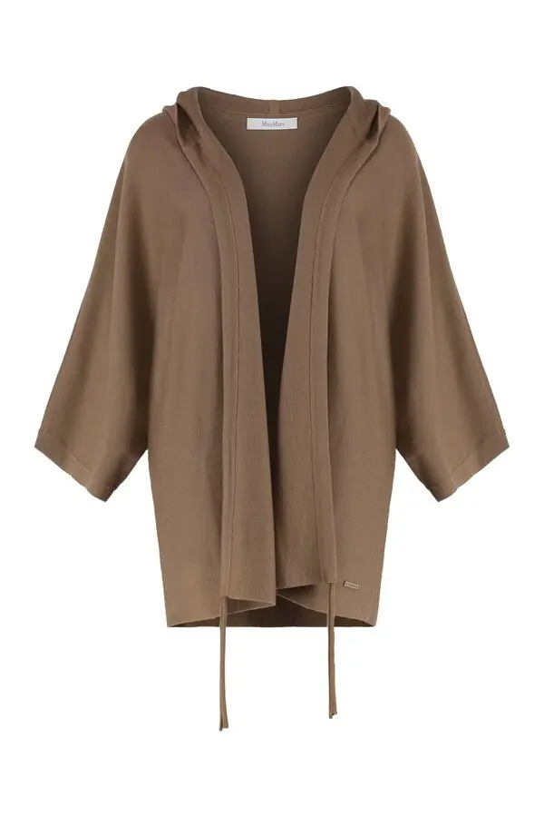 Max Mara Virgin Wool Hooded Cardigan - Brown