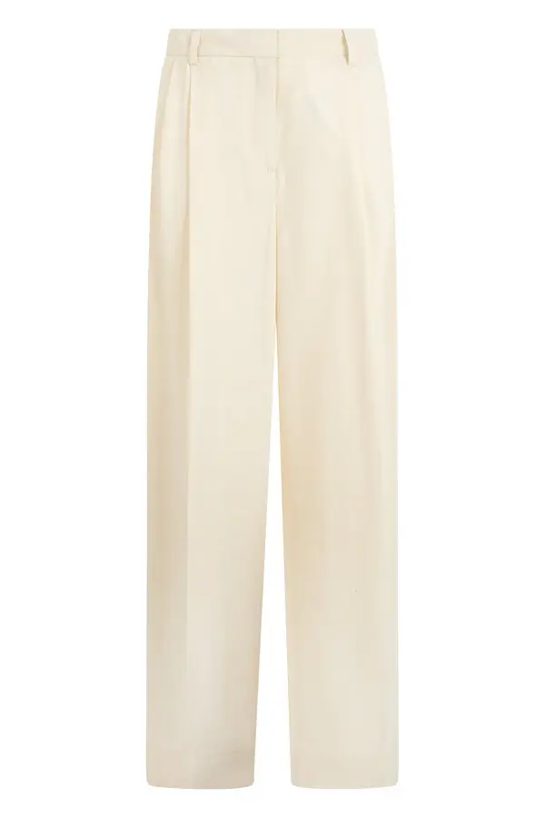 TOTEME High-waisted Pleated Wide Leg Trousers - Ecru