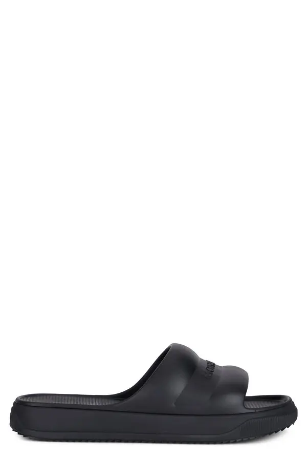 Moncler Minimalist Slip-on Slides With Embossed Logo - Black