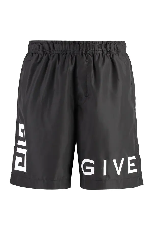 Givenchy 4g Long Swim Shorts - Black