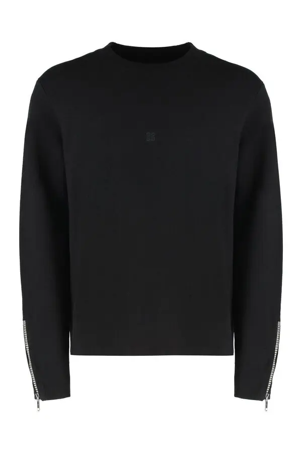Givenchy Zip-cuff Wool Sweater - Black