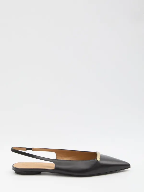TOD`S Tod's Slingback Ballerinas In Leather - Black