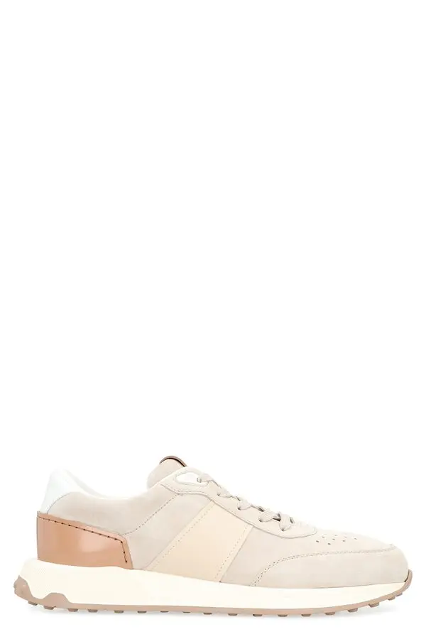 TOD'S Suede And Leather Accent Sneakers - Sand