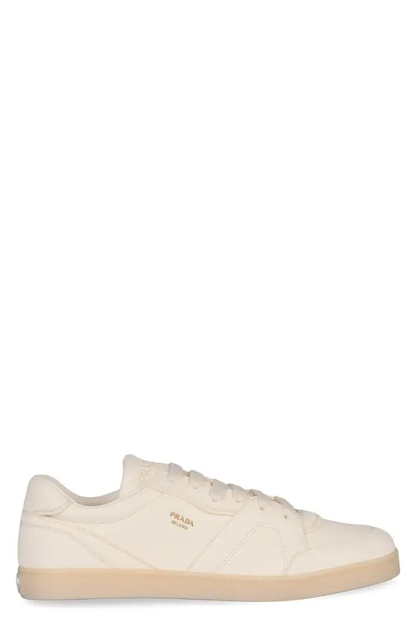 Prada Leather Sneakers With Logo - Ivory