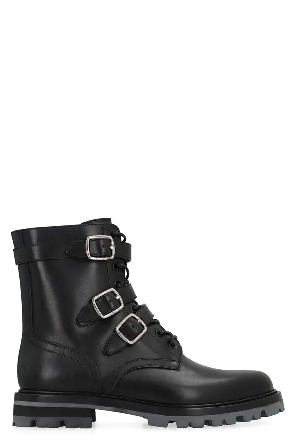 Celine Maggie Leather Lace-up Boots - Black