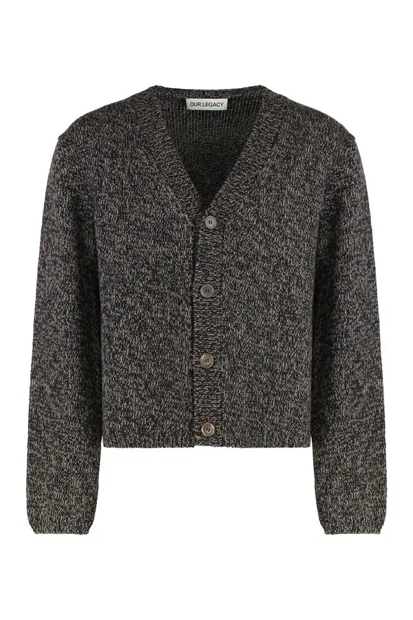 Our Legacy Academy Cardigan In Bear Twist Mouline Wool - Grey