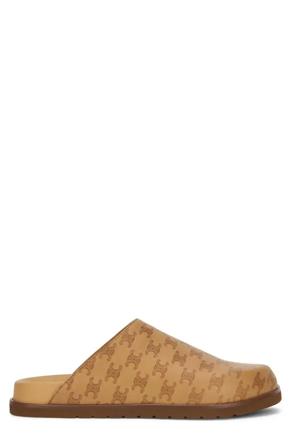 Celine Monogram Print Leather Clogs - Beige
