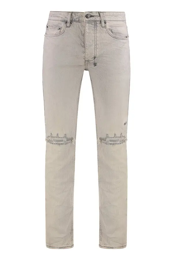 Ksubi Slim Fit Distressed Jeans For Him - Grey