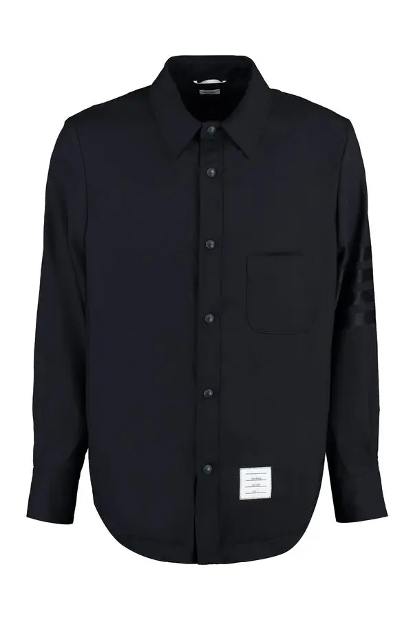 Thom Browne 4-bar Detailed Wool Overshirt - Blue