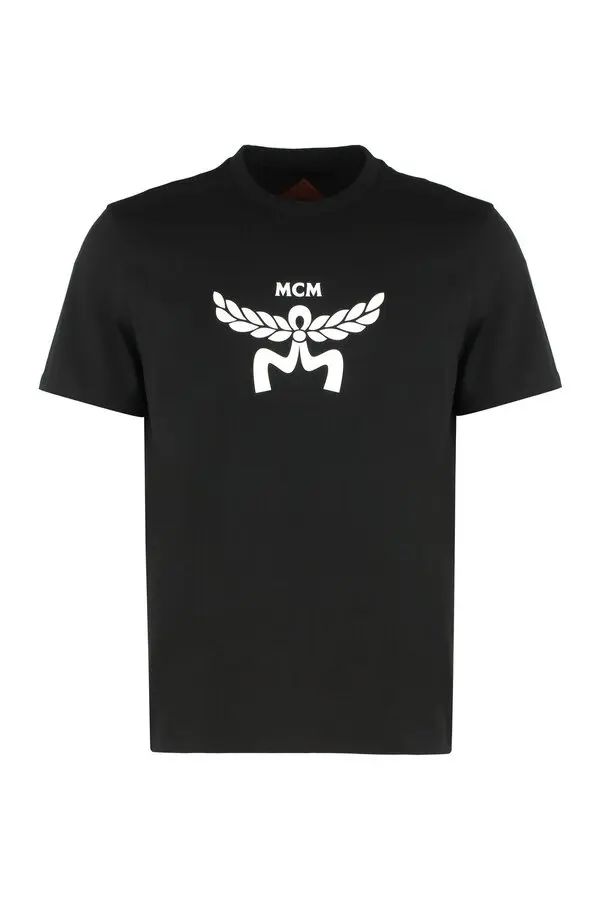 Mcm Laurel Logo Print T-shirt In Organic Cotton - Black