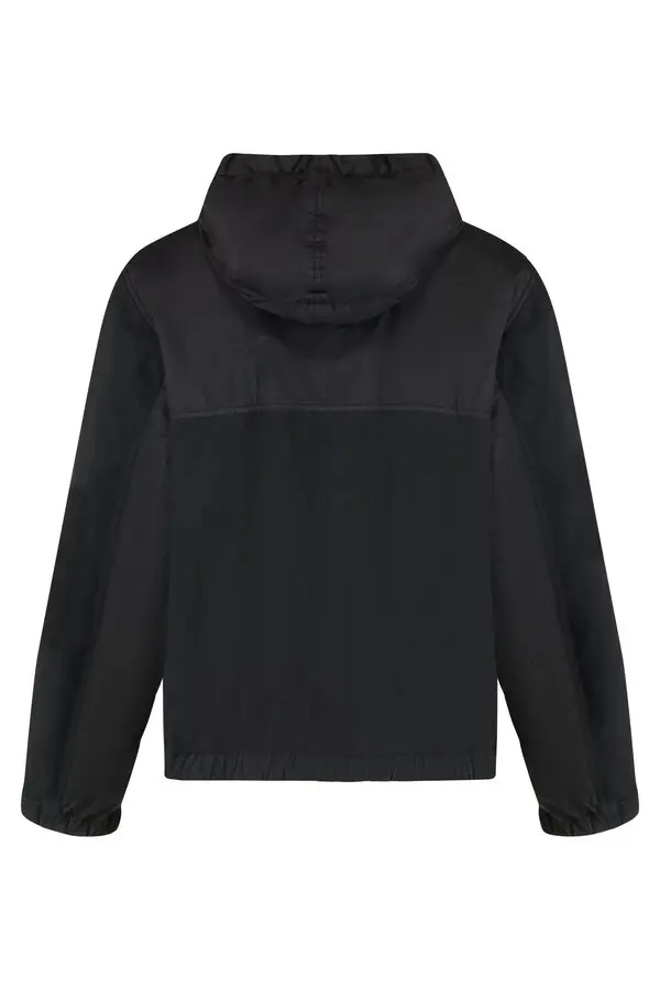 Stone Island Hooded Windbreaker With Removable Logo Patch - Black