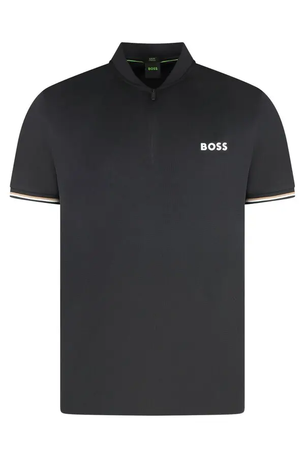 BOSS Technical Fabric Slim Fit Polo Shirt - Black