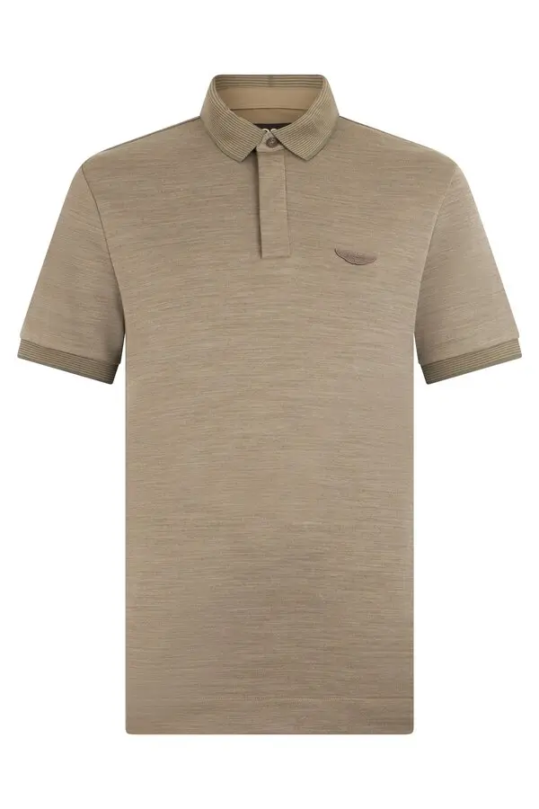 BOSS Modern Fit Cotton And Wool Blend Polo For - Beige