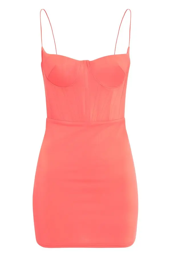 Alex Perry Mini Dress With Strappy Design In Technical Fabric - Orange