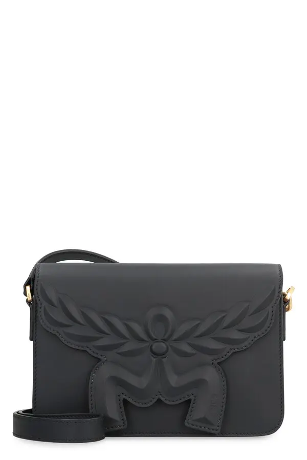 Mcm Small Himmel Laurel Crossbody In Calfskin - Black