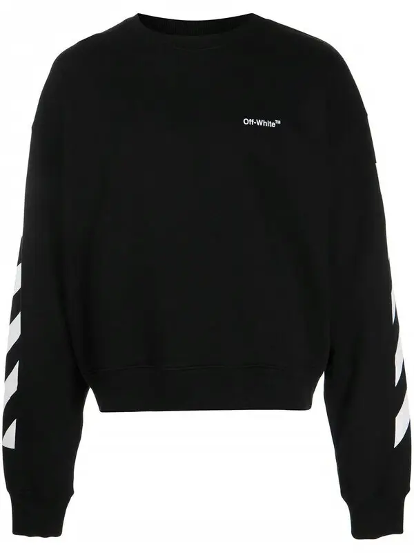 Off-White Stripe Logo Long Sleeve Sweatshirt - Black