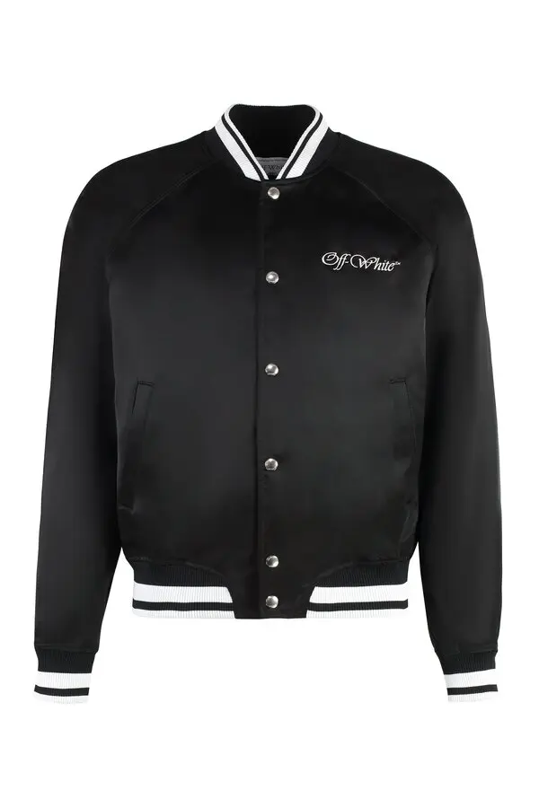 Off-White College Satin Bomber Jacket - Black