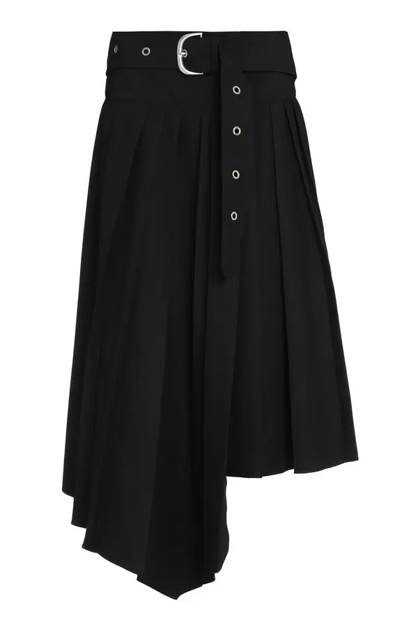 Off-White Tech Drill Pleated Asymmetric Skirt - Black
