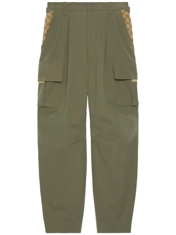 Gucci Straight-leg Jacquard-trimmed Cotton-ripstop Cargo Trousers - Green