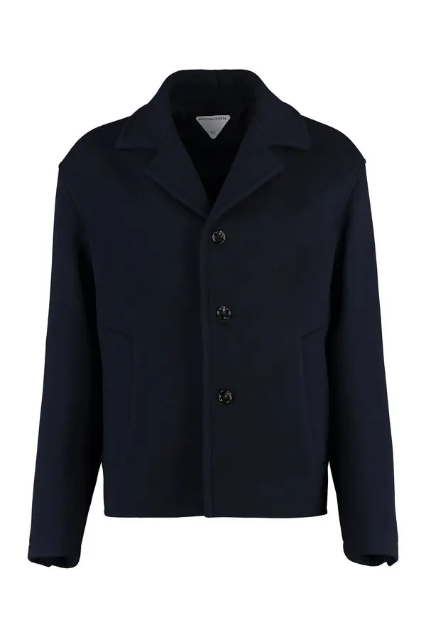 Bottega Veneta Wool Jacket With Lapel Collar - Blue