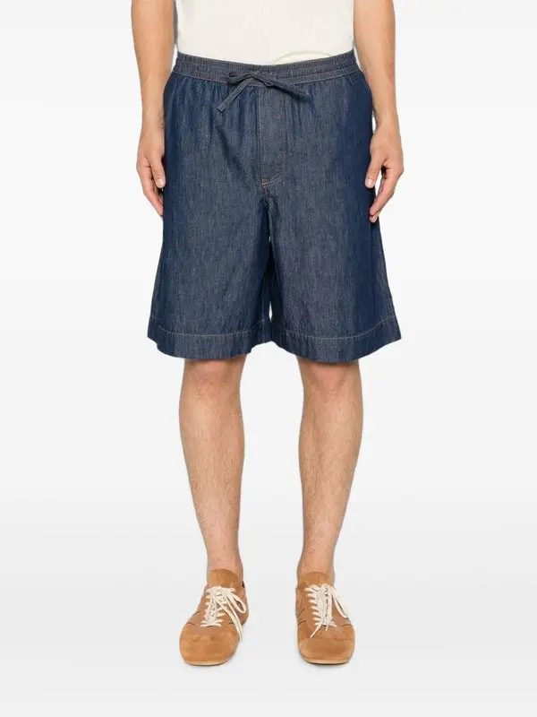 Loewe Wide-leg Drawstring Shorts In Silk & Nylon - Blue