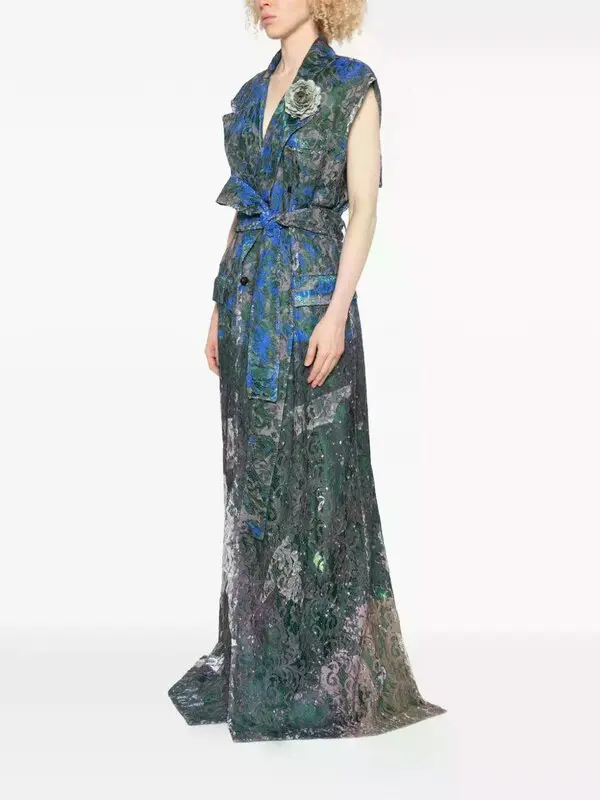 BARBARA BOLOGNA Floral Print Belted Sleeveless Coat