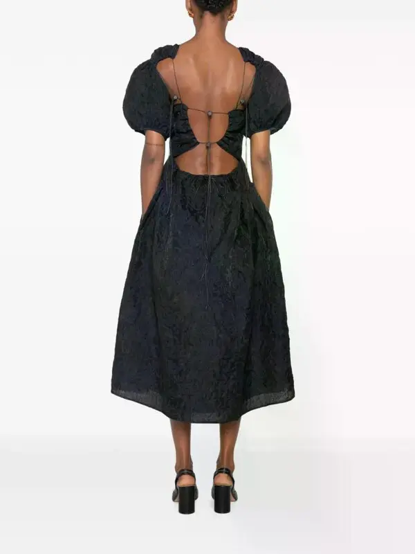 Cecilie Bahnsen Open-back Puff-sleeve Midi Dress - Black