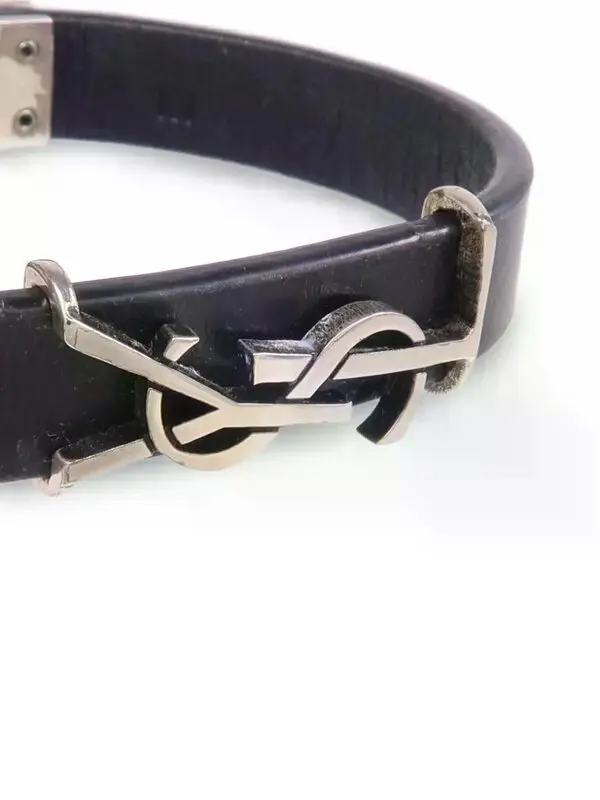 Saint Laurent Logo-appliqué Leather Bracelet