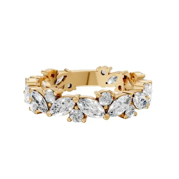 AYA FINE JEWELRY 14k Gold Marquise Lab Diamond Eternity Band - Yellow