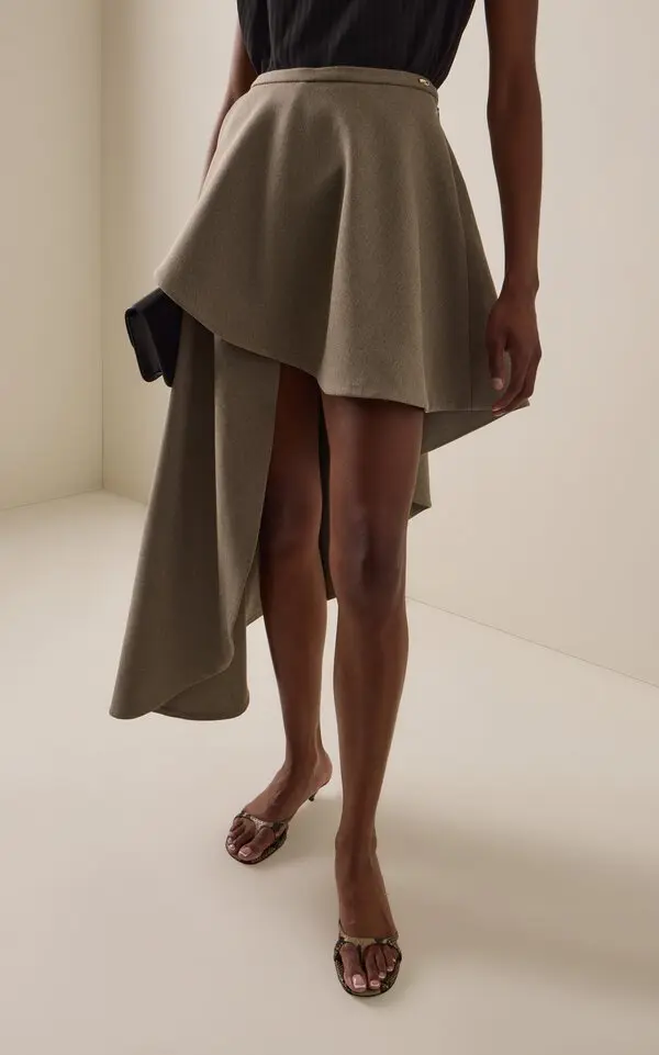 Arakii Spiral Asymmetrical Poplin Midi Skirt