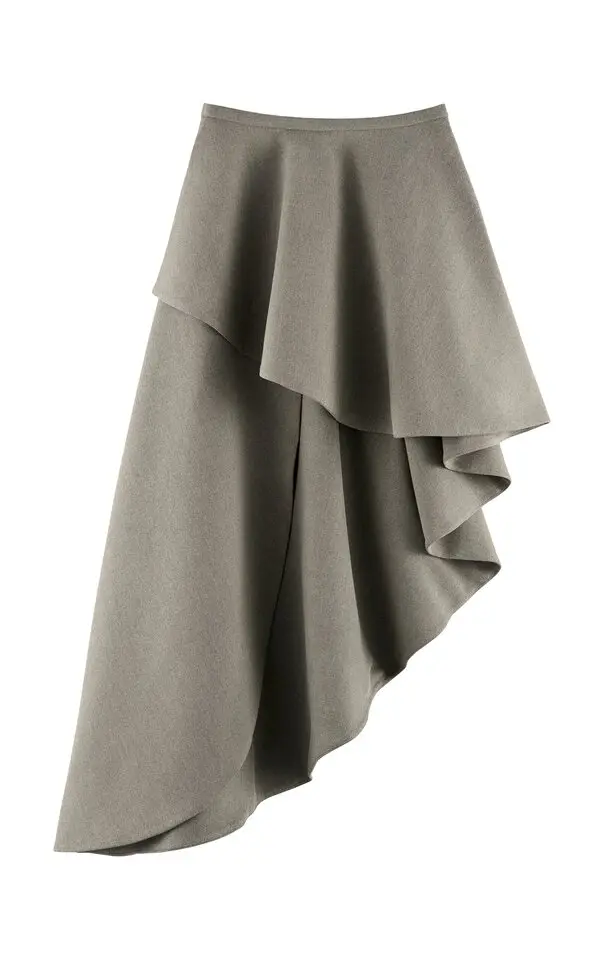 Arakii Spiral Asymmetrical Poplin Midi Skirt