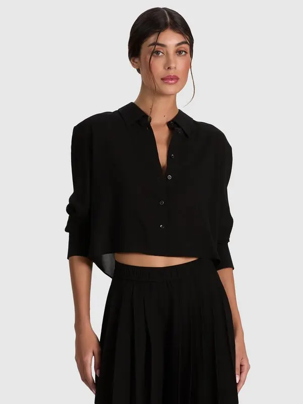 Alice + Olivia Leon Button Down - Black