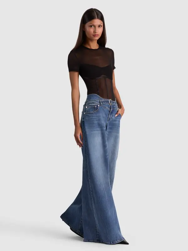 Alice + Olivia Whitney Sheer Seamed Bodysuit