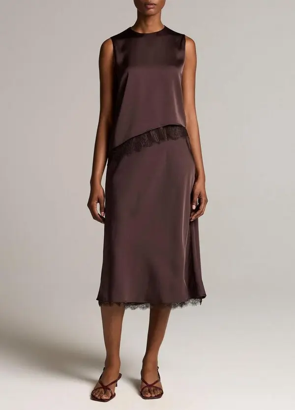 Vince Lace-trimmed Satin Slip Skirt - Iron