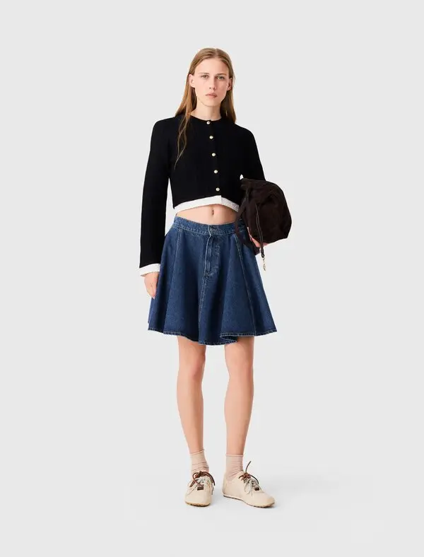Maje Cardigan With Contrast Band - Black