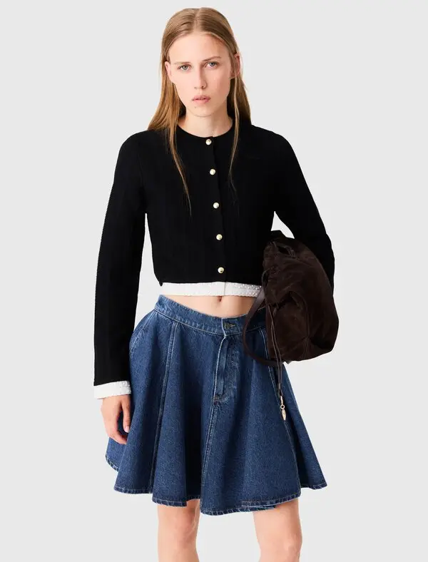 Maje Cardigan With Contrast Band